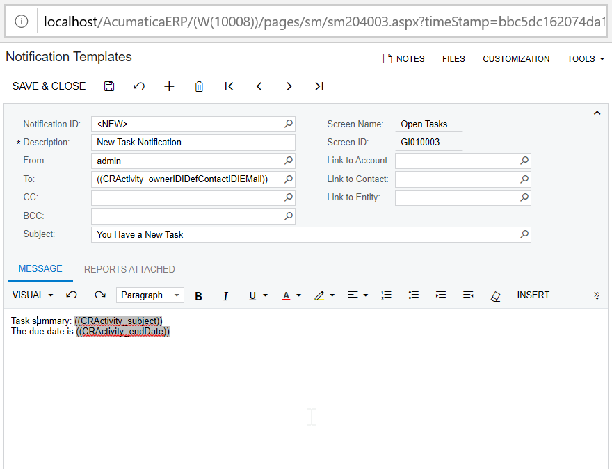 Using a Business Event to Send an Email Notification in Acumatica: Task Management - Logan ...