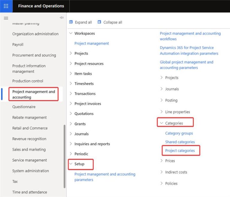 Microsoft D365: Project Categories, Shared Categories, Category Groups