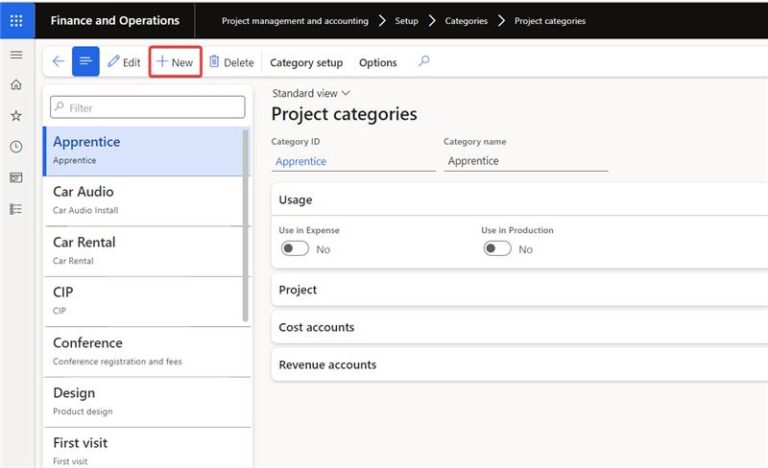 Microsoft D365: Project Categories, Shared Categories, Category Groups
