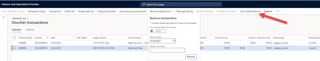 Reverse Journal Posting in Dynamics 365 for Finance