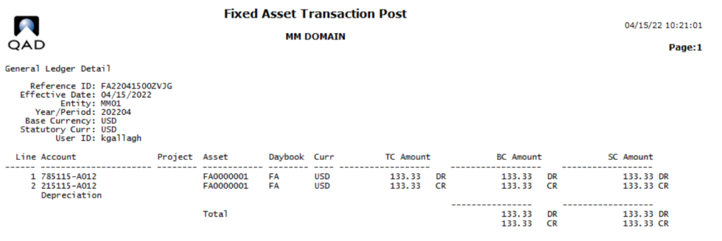 Creating Fixed Assets in QAD - Logan Consulting