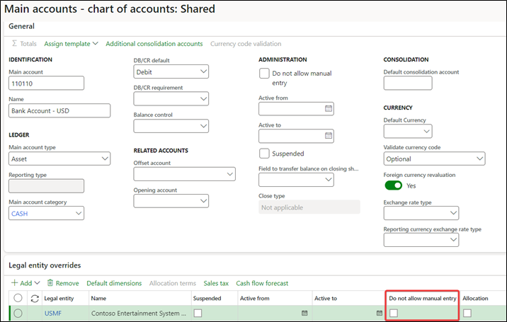 Legal Entity Overrides for Main Accounts in D365 Finance