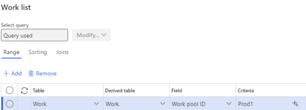 Filter Warehouse Work by Production Line with Work Pool in D365