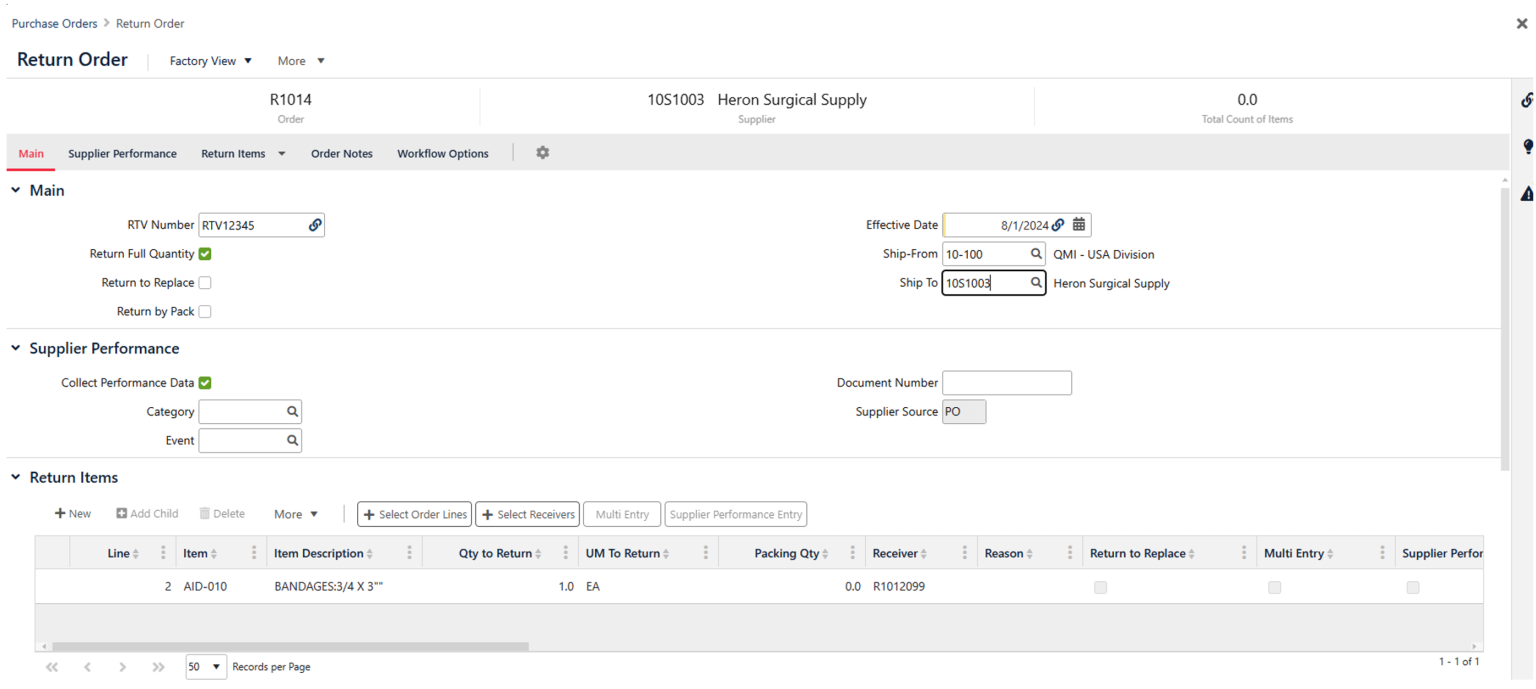 Return To Vendor Process in AUX - Logan Consulting