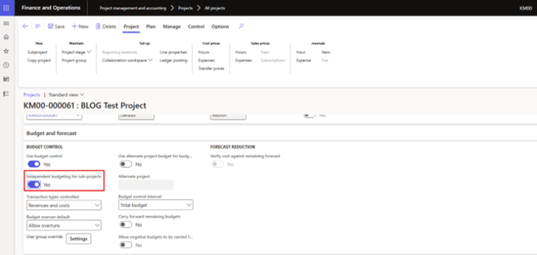 Project Management and Accounting in Microsoft D365